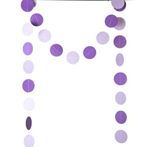 WEVEN Purple Lavender Paper Garland Circle Dots Party Garland Streamer Backdrop Hanging Decorations, 2.5" in Diameter, 20 Feet in Total