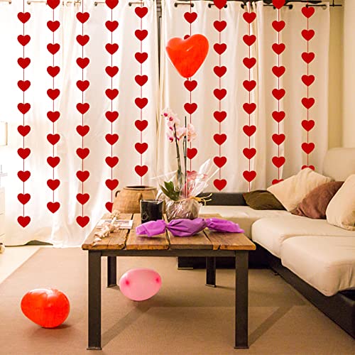 80 Red Felt Heart Garland Valentine Garland for Valentine's Day Wedding Birthday Party Supplies