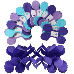 Purple-Blue Mermaid Party-Decorations Garland Streamers - 12pcs Girls Birthday Baby Shower 4-Leaf Clover Paper Streamer,Little Mermaid Theme Under The Sea Backdrop Banners Decor Ouruola