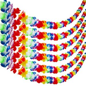 aneco 6 packs colorful hawaiian luau tropical flower lei garland party decorations hawaiian tropical party supplies ,10 feet each