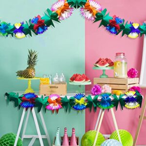 CHolic 2PCS Tropical Flower Garlands, 9.84FT Hibiscus Garland Tissue Flower Banner for Island Beach Party Tropical Luau Birthday Party Hawaiian Wedding Baby Shower Jungle Party Decorations