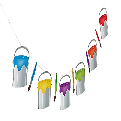 Fun Express - Little Artist Paint Bucket Garland for Birthday - Party Decor - Hanging Decor - Pennants - Birthday - 1 Piece