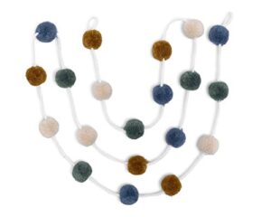 zoe frances designs spring pom pom garland |colorful hanging decorations for nursery, baby shower, birthday, christmas | boho garland |nursery décor for boys | blue ball garland