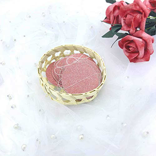 Rose Gold Glitter Paper Garlands Circle Dots Party Garlands Engagement Wedding Bridal Baby Shower Ceiling Hanging Decorations, 26ft