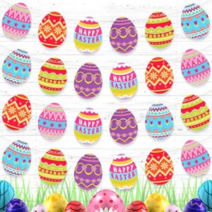 katchon, easter egg garland for mantle – 10 feet, no diy | large, easter garland for easter decorations | happy egg easter banner for fireplace | easter party decorations | easter garland decorations