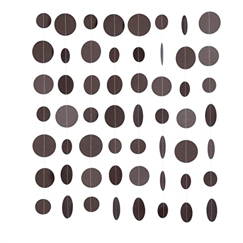 Brown Paper Garland Party Decor Circle Dot Banner Streamers Backdrop Hanging Decorations, 20 Feet in Total