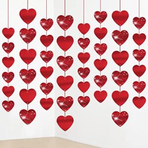 72PCS Valentine’s Day Decorations Red Garland Hanging String Hearts - Valentines Streamer for Home Wedding Anniversary Party Decor