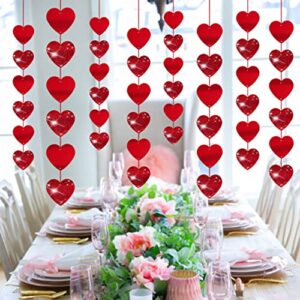 72PCS Valentine’s Day Decorations Red Garland Hanging String Hearts - Valentines Streamer for Home Wedding Anniversary Party Decor