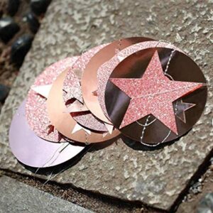 4Pcs Rose Gold Circle Dot Garland Streamer Kit, BetterJonny Party Decoration Glitter Paper Hanging Bunting Banner Background for Birthday Wedding Baby Shower