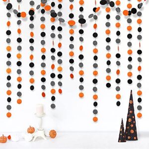 glitter black orange white dot circle garland halloween hanging decoration haunting banner devil backdrop demon decor for bday/birthday sweet 16