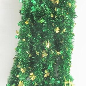 St Patrick Day Green Garland Shamrocks Party Garland -15 Feet Long (Green/Gold Green Clovers)