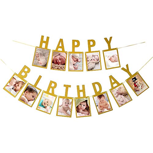 E&L Happy Birthday Photo Banner, for Baby Shower Party, Birthday Party Decoration