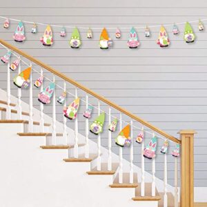 Big Dot of Happiness Easter Gnomes - Spring Bunny Party DIY Decorations - Clothespin Garland Banner - 44 Pieces