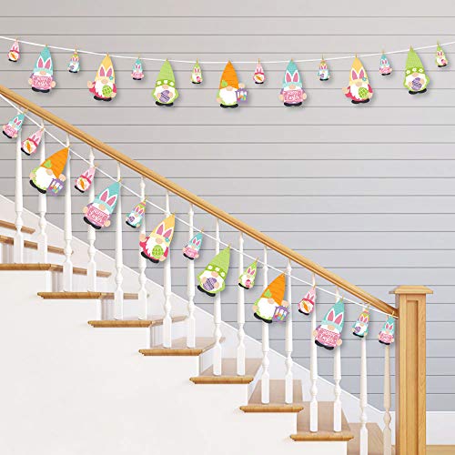 Big Dot of Happiness Easter Gnomes - Spring Bunny Party DIY Decorations - Clothespin Garland Banner - 44 Pieces