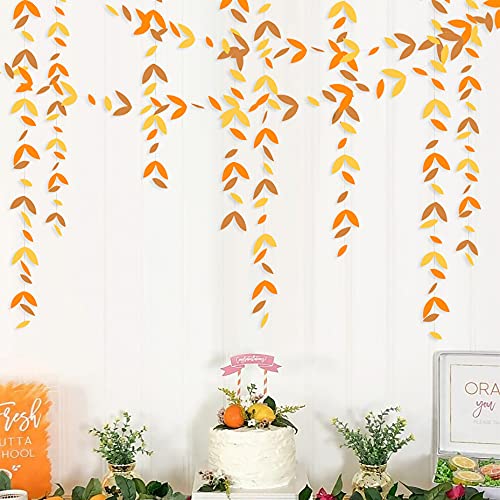 52 Ft Fall Party Decorations Autumn Leaf Garland Streamer Orange Yellow Brown Maple Leaves Hanging Banner for Wedding Bridal Shower Birthday Baby Shower Engagement Harvest Thanksgiving Party Supplies