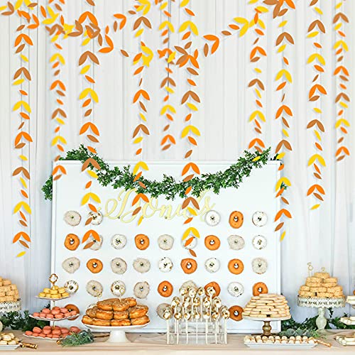 52 Ft Fall Party Decorations Autumn Leaf Garland Streamer Orange Yellow Brown Maple Leaves Hanging Banner for Wedding Bridal Shower Birthday Baby Shower Engagement Harvest Thanksgiving Party Supplies