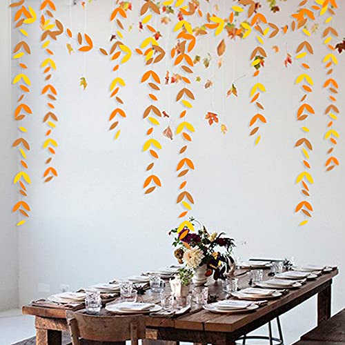 52 Ft Fall Party Decorations Autumn Leaf Garland Streamer Orange Yellow Brown Maple Leaves Hanging Banner for Wedding Bridal Shower Birthday Baby Shower Engagement Harvest Thanksgiving Party Supplies