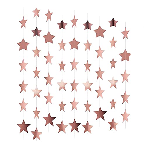 GCWEIYYDS Star Paper Garland Toy Stars Decorations Party Banner Hanging Decoration Rose Gold