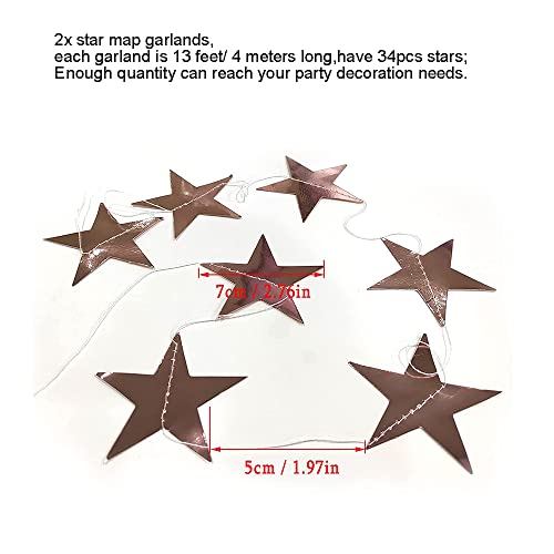 GCWEIYYDS Star Paper Garland Toy Stars Decorations Party Banner Hanging Decoration Rose Gold