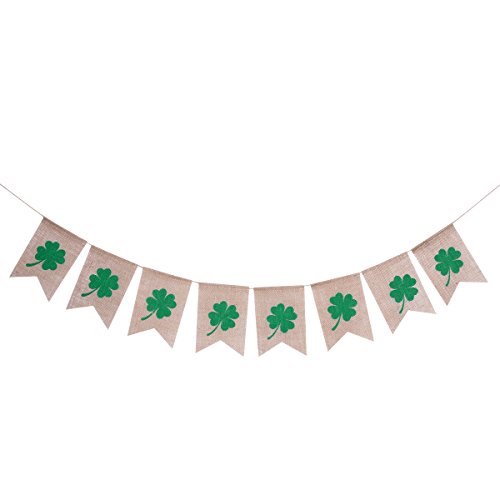 Tinksky St Patrick's Day Decorations,St.Patrick's Day Banner Irish Shamrock Burlap Banners