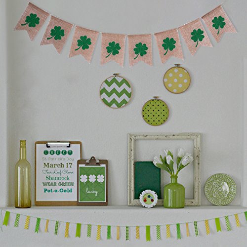 Tinksky St Patrick's Day Decorations,St.Patrick's Day Banner Irish Shamrock Burlap Banners