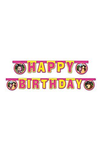 Procos 86564 – "Happy Birthday" Banner Masha and the Bear, 2.4 m, Multi-Colour