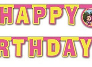 Procos 86564 – "Happy Birthday" Banner Masha and the Bear, 2.4 m, Multi-Colour