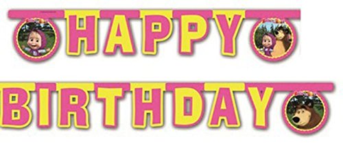 Procos 86564 – "Happy Birthday" Banner Masha and the Bear, 2.4 m, Multi-Colour