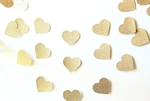 My lifestyle 4-Pack,Glitter Gold Heart Garland, Twinkle Star Garland Christmas Garland, Party Garland, Party Decoration,Home Decor,Christmas Decor, Gold Baby Shower (4 inch in Diameter, 13 Feet)