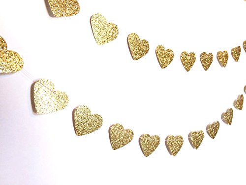 My lifestyle 4-Pack,Glitter Gold Heart Garland, Twinkle Star Garland Christmas Garland, Party Garland, Party Decoration,Home Decor,Christmas Decor, Gold Baby Shower (4 inch in Diameter, 13 Feet)