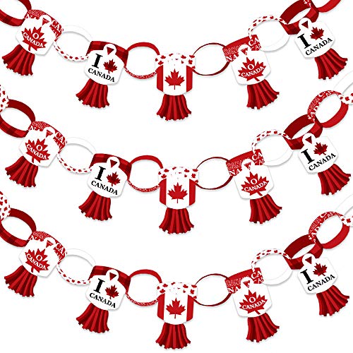 Big Dot of Happiness Canada Day - 90 Chain Links and 30 Paper Tassels Decoration Kit - Canadian Party Paper Chains Garland - 21 feet