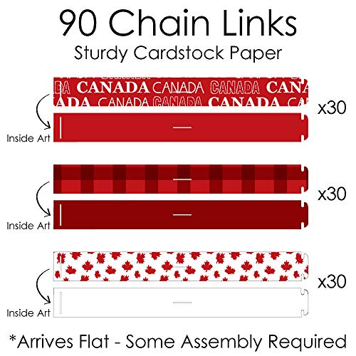 Big Dot of Happiness Canada Day - 90 Chain Links and 30 Paper Tassels Decoration Kit - Canadian Party Paper Chains Garland - 21 feet