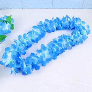 HEALLILY 1 Set 4pcs Sky-Blue Hawaiian Floral Garland Hawaiian Bright Color Hawaiian Leis Necklace Party Fancy Accessaries (Sky-Blue)