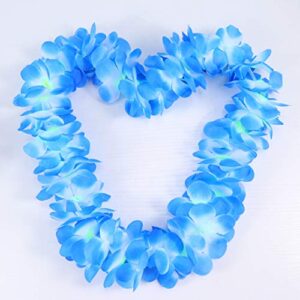 HEALLILY 1 Set 4pcs Sky-Blue Hawaiian Floral Garland Hawaiian Bright Color Hawaiian Leis Necklace Party Fancy Accessaries (Sky-Blue)