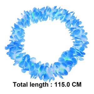 HEALLILY 1 Set 4pcs Sky-Blue Hawaiian Floral Garland Hawaiian Bright Color Hawaiian Leis Necklace Party Fancy Accessaries (Sky-Blue)