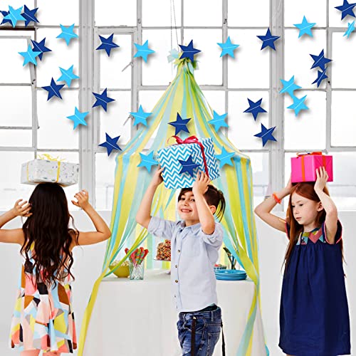 6 Pack 78Ft Stars Garland Party Decorations Paper Polka Dots Hanging Streamer String Bunting Banner Backdrop Background Decor Wedding/Birthday/Anniversary/Engagement (Blue)