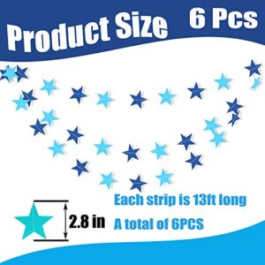 6 Pack 78Ft Stars Garland Party Decorations Paper Polka Dots Hanging Streamer String Bunting Banner Backdrop Background Decor Wedding/Birthday/Anniversary/Engagement (Blue)