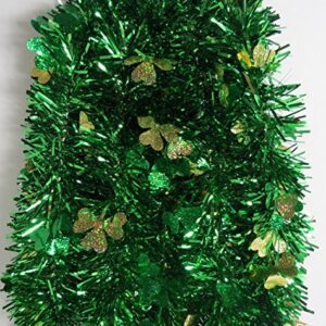 St Patrick Day Green Garland Shamrocks Party Garland -15 Feet Long (Jumbo Green/Gold Green Clovers)