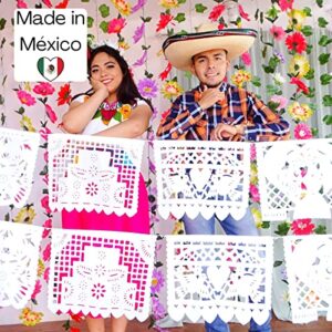 5 Pk Mexican Plastic Banners, 75 ft Long White Mexican Wedding Garlands, Perfect for Rehearsals, Bridal Shower, Photo Booth Backdrop, Engagement Party, Wedding Backdrop Banner B41