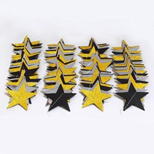 Glitter Gold Black Star Garland kit for Party Decoration Silver Hanging Twinkle Star String/Banner/Streamers/Backdrop/Background for Classroom/Birthday/Wedding/Graduation/New Year/Dance Recital