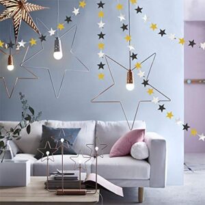 Glitter Gold Black Star Garland kit for Party Decoration Silver Hanging Twinkle Star String/Banner/Streamers/Backdrop/Background for Classroom/Birthday/Wedding/Graduation/New Year/Dance Recital