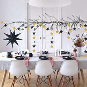 Glitter Gold Black Star Garland kit for Party Decoration Silver Hanging Twinkle Star String/Banner/Streamers/Backdrop/Background for Classroom/Birthday/Wedding/Graduation/New Year/Dance Recital