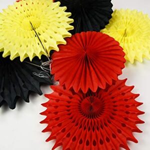 Mickey Mouse Birthday Party Decorations Black History Month Party Decorations Minnie Mouse Birthday 7pcs Yellow Red Black Tissue Paper Fans for Mickey Mouse 1st Birthday Decorations/Spain Decorations