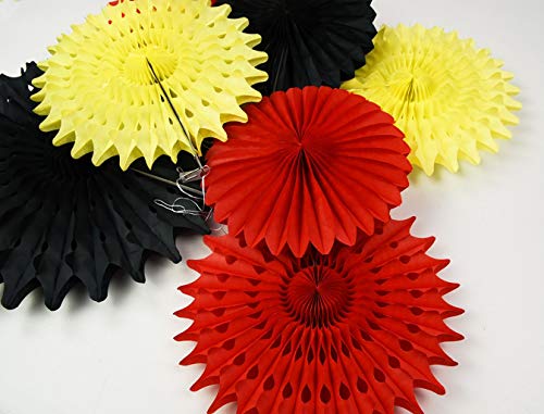 Mickey Mouse Birthday Party Decorations Black History Month Party Decorations Minnie Mouse Birthday 7pcs Yellow Red Black Tissue Paper Fans for Mickey Mouse 1st Birthday Decorations/Spain Decorations