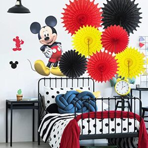 Mickey Mouse Birthday Party Decorations Black History Month Party Decorations Minnie Mouse Birthday 7pcs Yellow Red Black Tissue Paper Fans for Mickey Mouse 1st Birthday Decorations/Spain Decorations