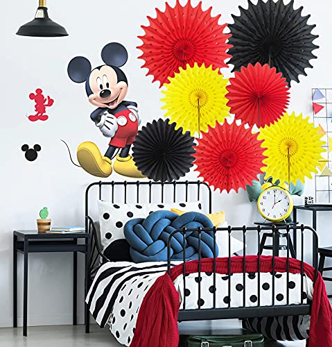 Mickey Mouse Birthday Party Decorations Black History Month Party Decorations Minnie Mouse Birthday 7pcs Yellow Red Black Tissue Paper Fans for Mickey Mouse 1st Birthday Decorations/Spain Decorations