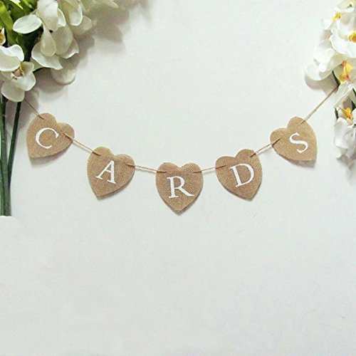 Cards Hessian Bunting Banner Heart Rustic Wedding Decor