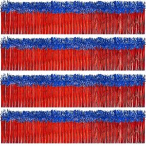 10 pcs 4th of july parade float decorations including 4 pcs 10 ft metallic foil fringe curtains 6 pcs 6.5 ft tinsel garland for flag day independence day party car decorations