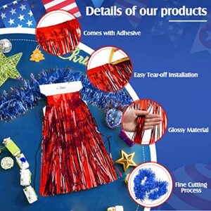 10 Pcs 4th of July Parade Float Decorations Including 4 Pcs 10 ft Metallic Foil Fringe Curtains 6 Pcs 6.5 ft Tinsel Garland for Flag Day Independence Day Party Car Decorations