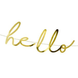 Luck Gold 'Hello Baby' Banner Bunting - Baby Shower 70cm